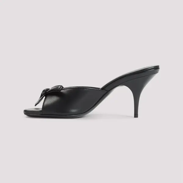 Miu Miu Lamb Leather Stiletto Slippers With Bow Detailing