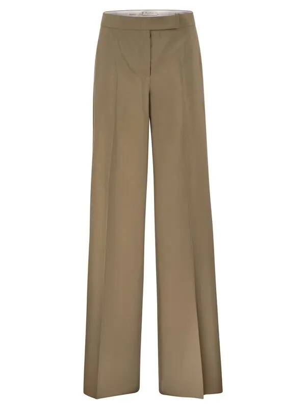 Max Mara Virgin Wool And Silk Wide-leg Trousers - Brown
