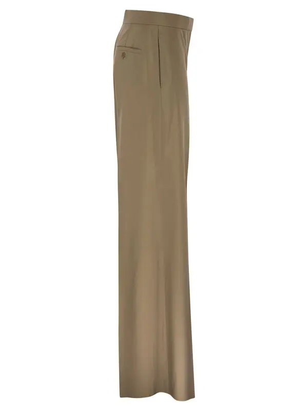 Max Mara Virgin Wool And Silk Wide-leg Trousers - Brown