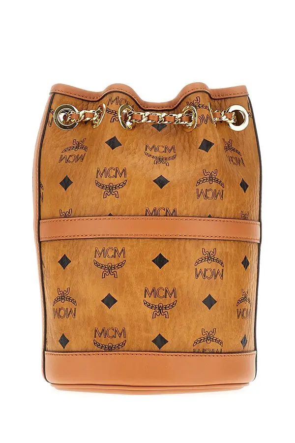 Mcm Monogrammed Bucket Bag With Chain Strap - Multicolor