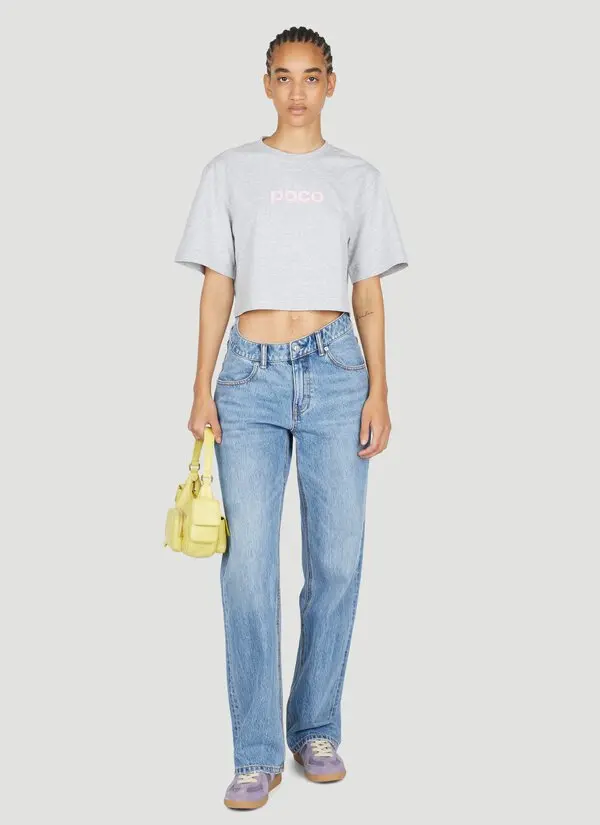 Rabanne Logo Print Cropped T-shirt - Gray