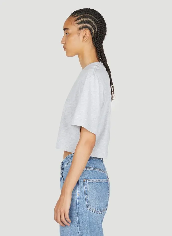 Rabanne Logo Print Cropped T-shirt - Gray
