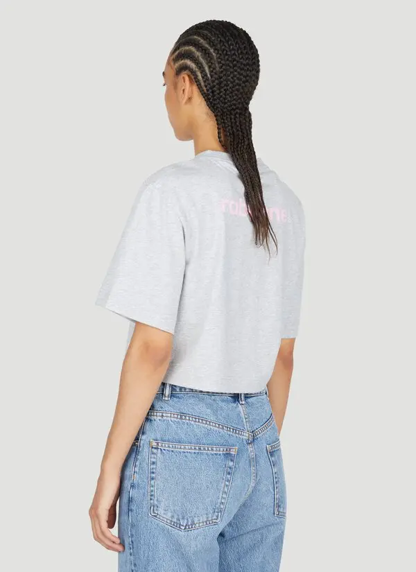 Rabanne Logo Print Cropped T-shirt - Gray