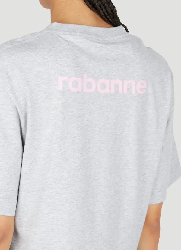 Rabanne Logo Print Cropped T-shirt - Gray