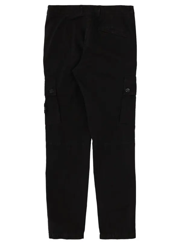 Stone Island Cargo Pants With Logo Patch - Black