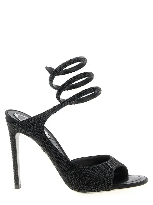 Rene Caovilla Audrey' Embellished Satin Sandals - Black