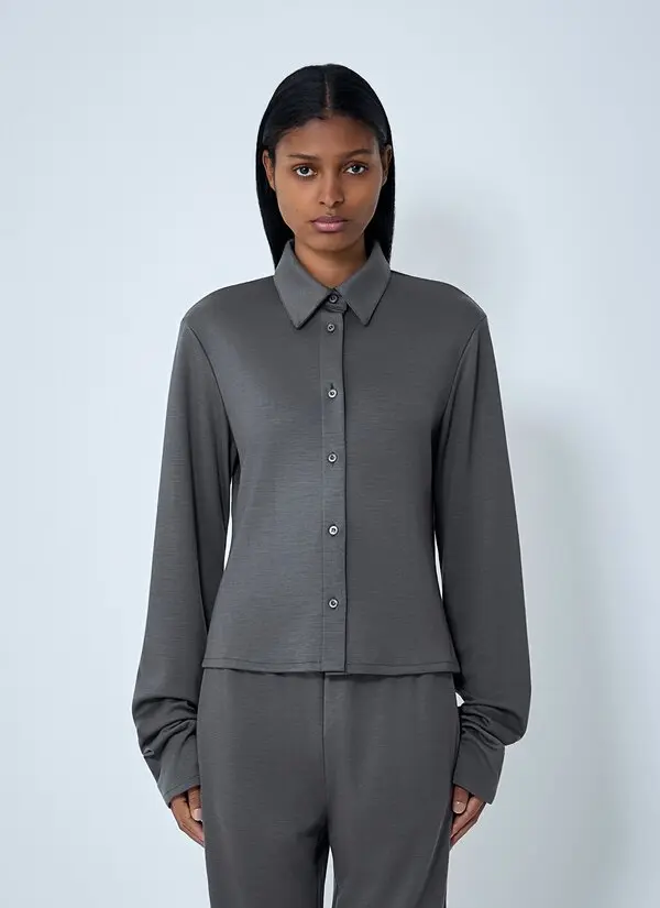 RIER Mini Polar Shirt Long Sleeve Wool Button-down