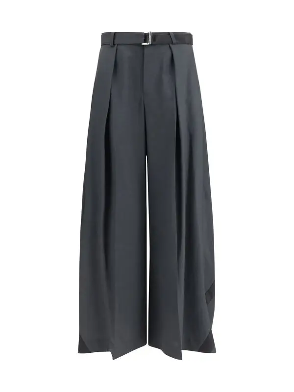 Sacai Oversized Belted Pleated Wide Leg Pants