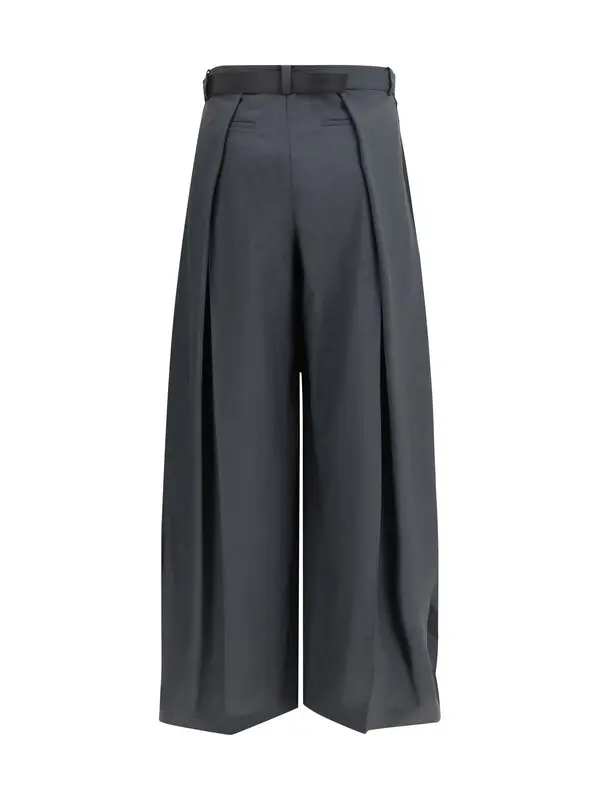 Sacai Oversized Belted Pleated Wide Leg Pants