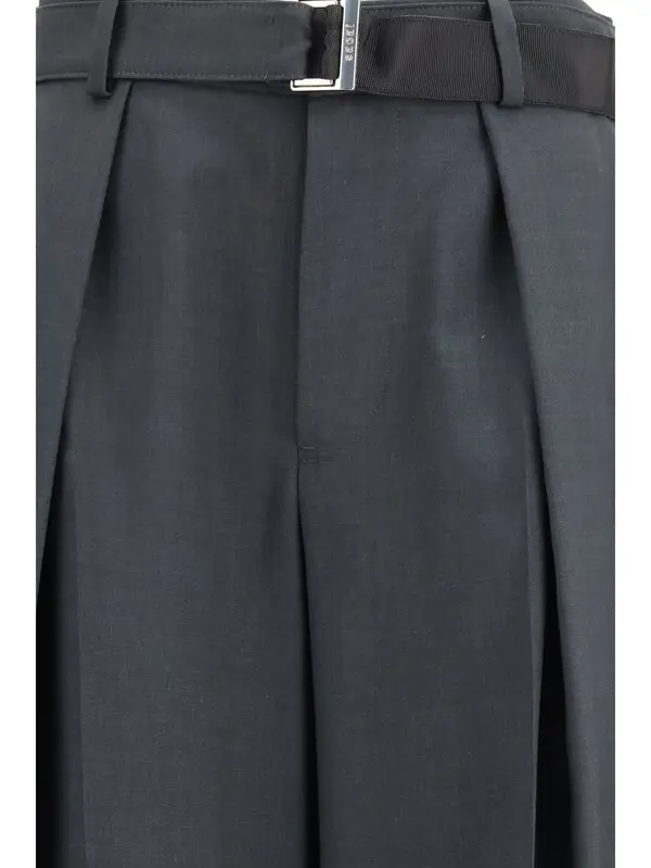 Sacai Oversized Belted Pleated Wide Leg Pants