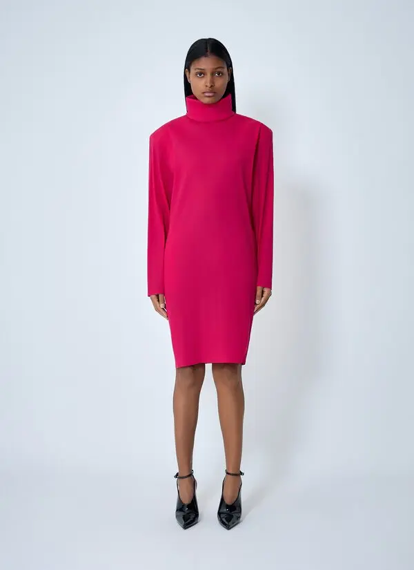 Saint Laurent High Neck Long Sleeve Dress