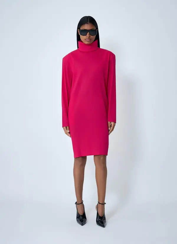 Saint Laurent High Neck Long Sleeve Dress