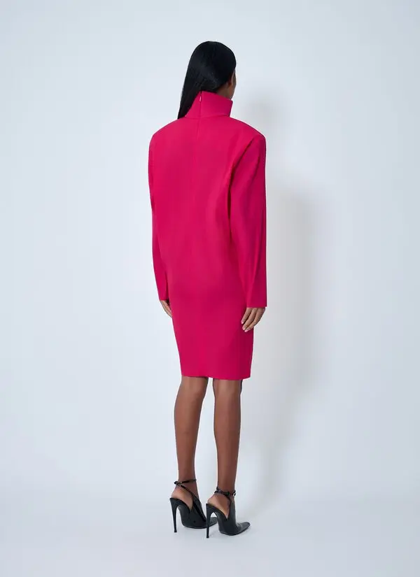 Saint Laurent High Neck Long Sleeve Dress