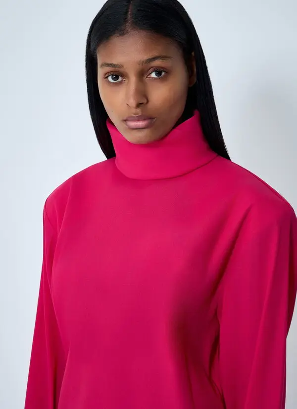 Saint Laurent High Neck Long Sleeve Dress