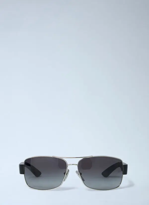 Prada Square Sunglasses With Logo Hinges - Black