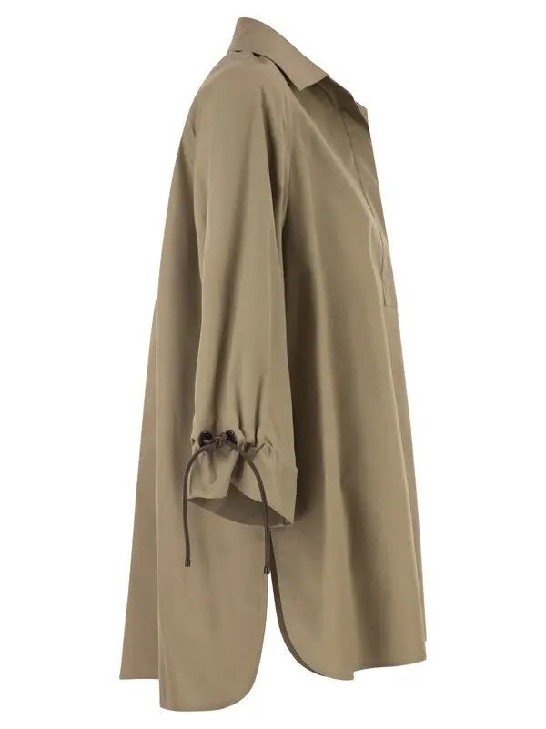 Max Mara Oversized Cotton Poplin Blouse With Leather Drawstring Cuffs - Yellow