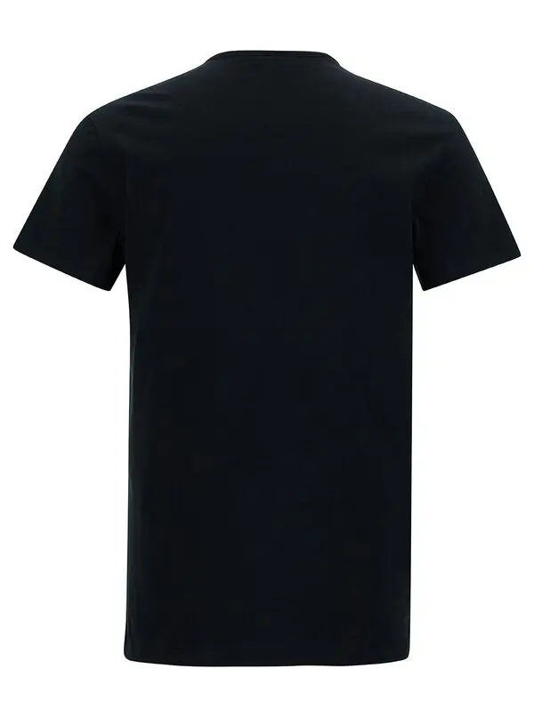 Versace Crewneck T-shirt With Medusa Logo Print In Stretch Cotton - Black