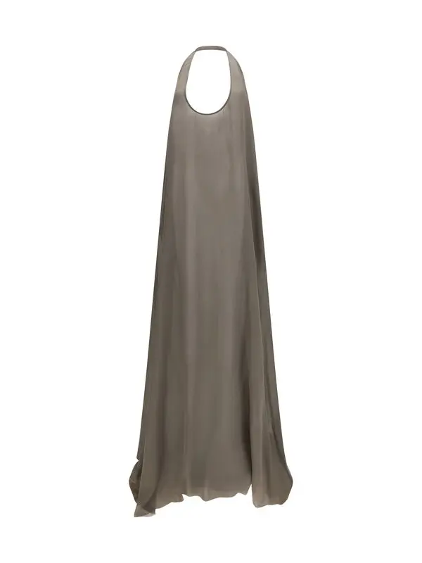 Rick Owens Halter Silk Georgette Gown - Gray