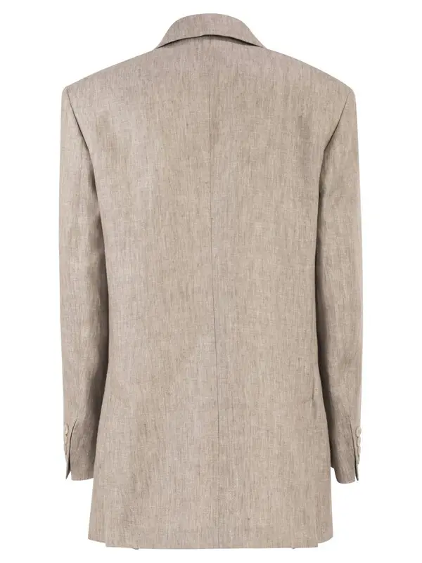 Max Mara Molimpia Double-breasted Pure Linen Blazer