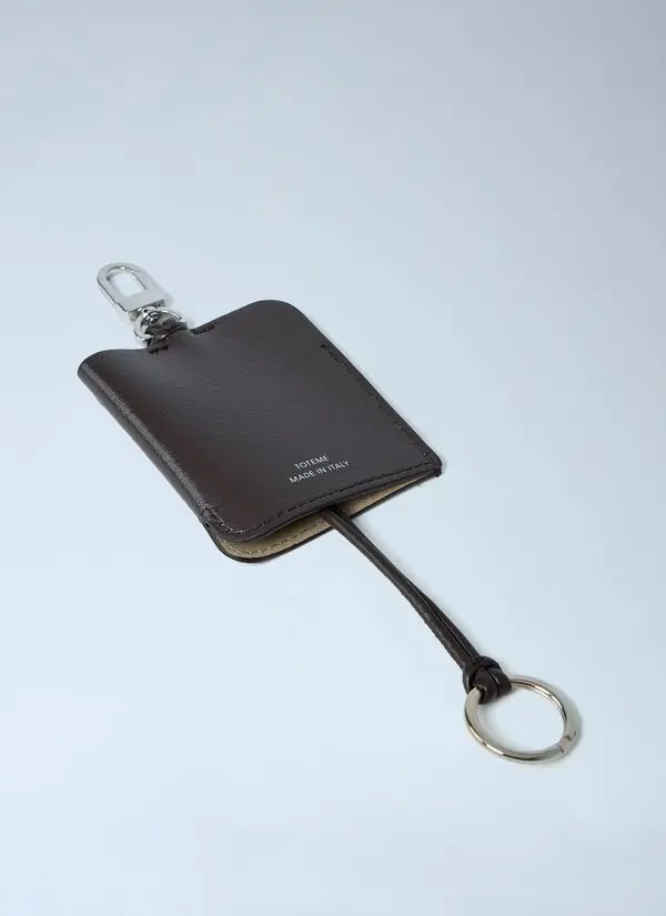 TOTEME Polished Leather Logo Keyring - Brown