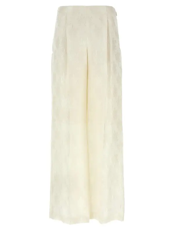 Fendi Jacquard Silk Bouquet Pants - White
