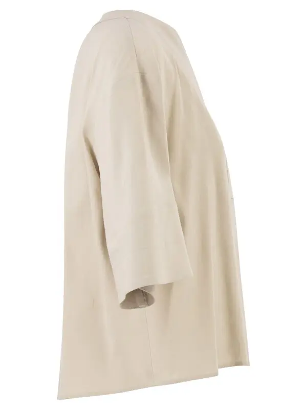 Max Mara Linen & Viscose Blend V-neck Blouse - Cream