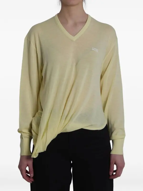 Loewe Wool V-neck Sweater With Knot Detailing - Multicolor