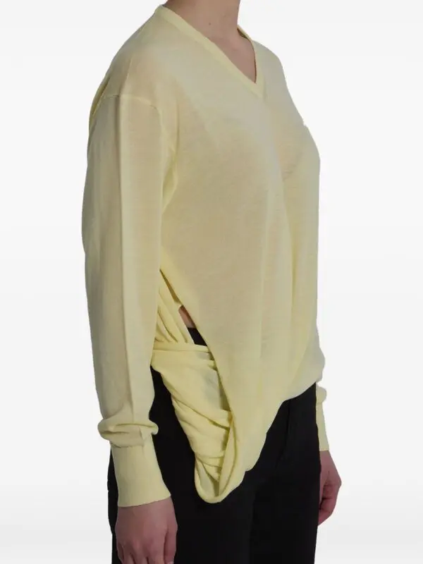 Loewe Wool V-neck Sweater With Knot Detailing - Multicolor