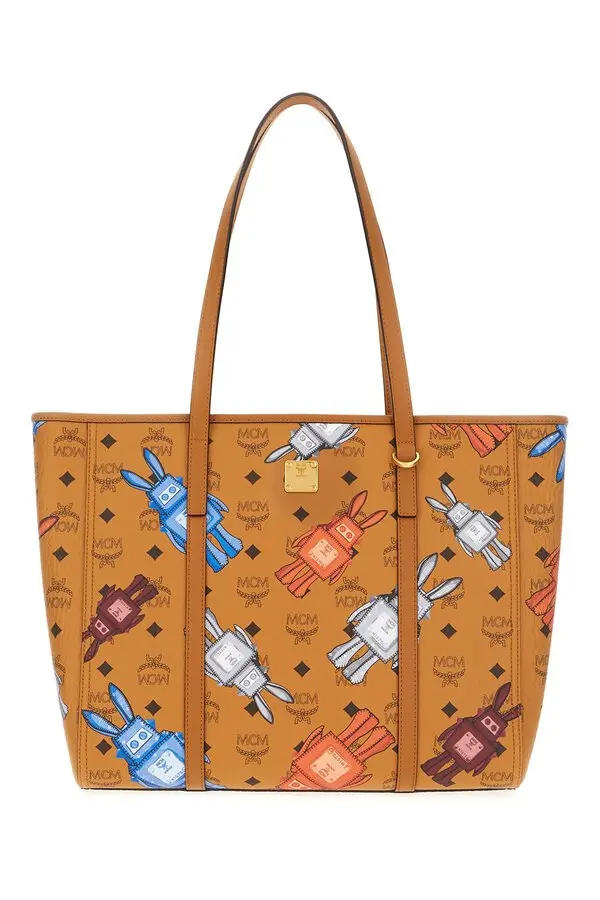 Mcm Shopper Bag With Monogram Pattern - Multicolor