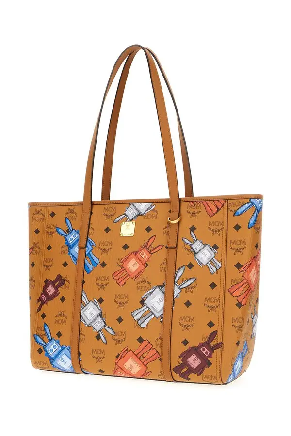 Mcm Shopper Bag With Monogram Pattern - Multicolor