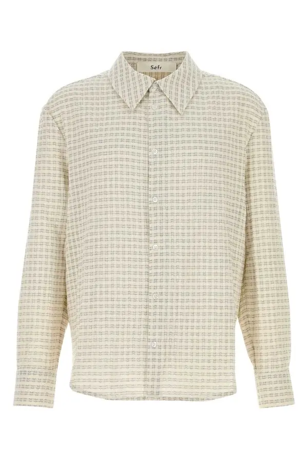Séfr Embroidered Cotton Blend Wed Shirt