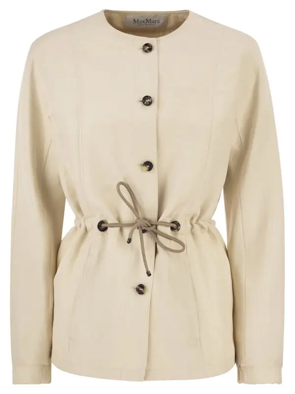 Max Mara Linen And Silk Jacket With Adjustable Waist Drawstring