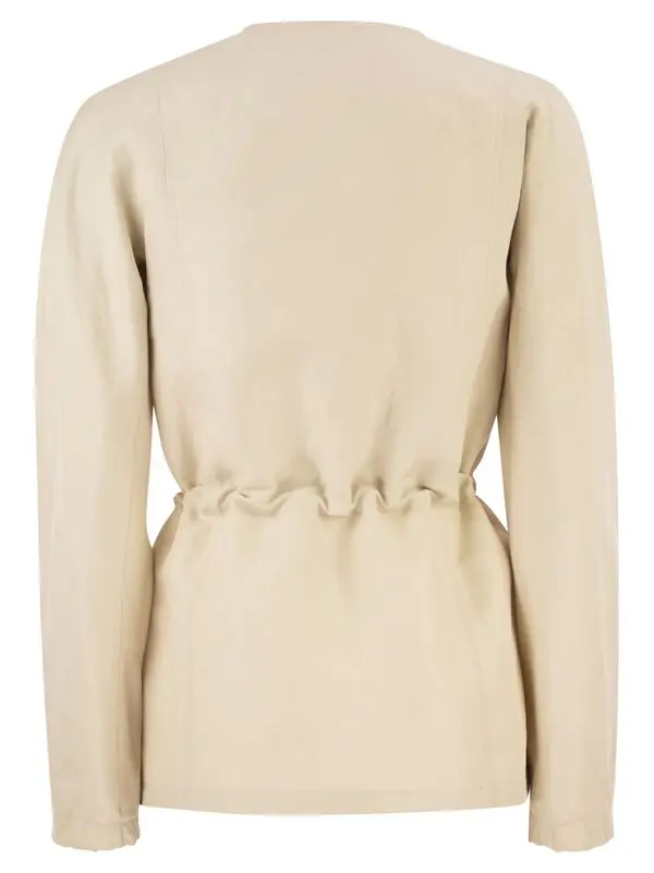 Max Mara Linen And Silk Jacket With Adjustable Waist Drawstring