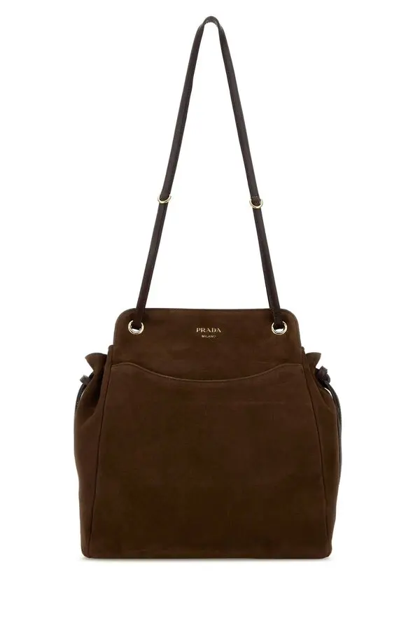 Prada Suede Bucket Bag - Brown