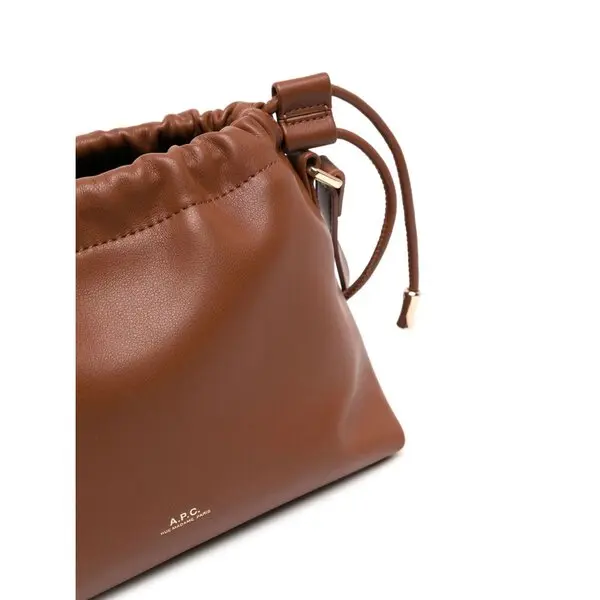 A.p.c. Faux Leather Drawstring Satchel Bag - Brown