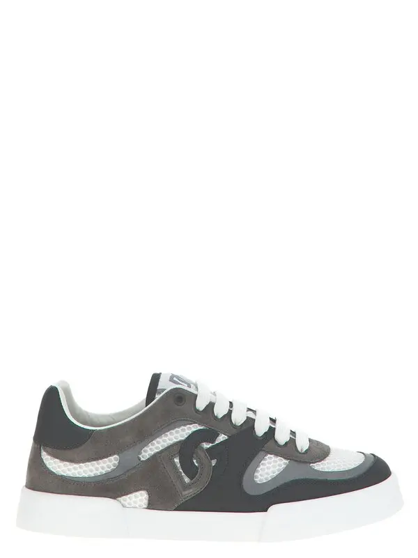 Dolce & Gabbana Strobel Portofino Light' Leather, Suede And Mesh Sneakers - Gray