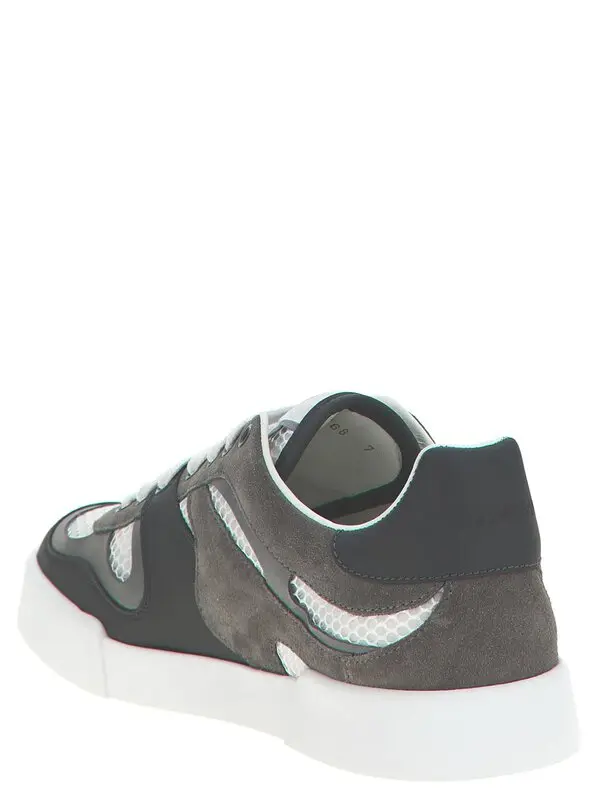 Dolce & Gabbana Strobel Portofino Light' Leather, Suede And Mesh Sneakers - Gray