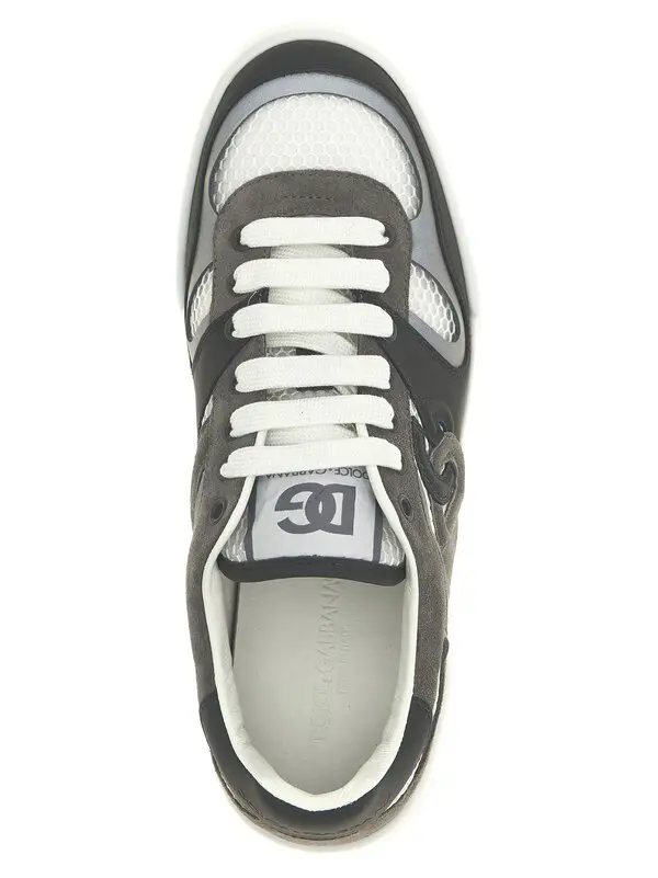 Dolce & Gabbana Strobel Portofino Light' Leather, Suede And Mesh Sneakers - Gray
