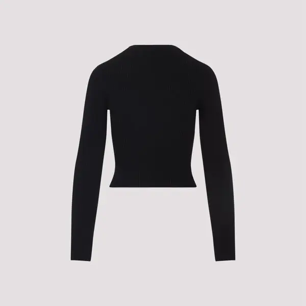 DIESEL® Ribbed Wool Cropped Top With Cut-out Detail