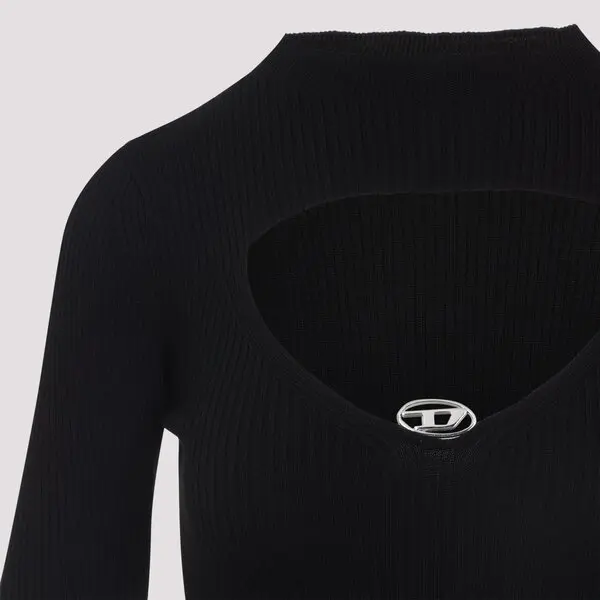 DIESEL® Ribbed Wool Cropped Top With Cut-out Detail