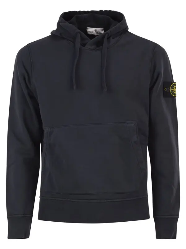 Stone Island Hooded Sweatshirt With Kangaroo Pocket - Blue