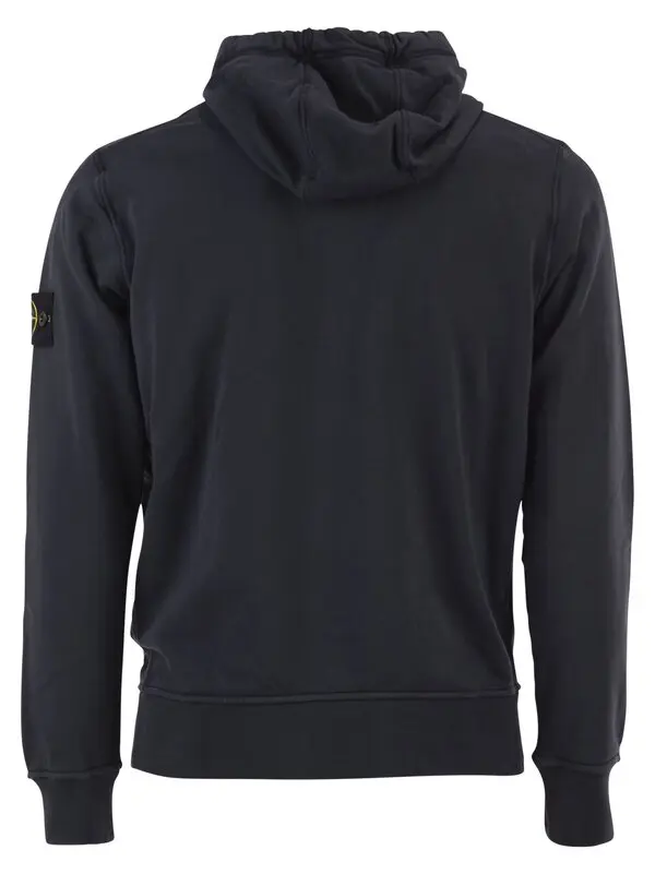Stone Island Hooded Sweatshirt With Kangaroo Pocket - Blue