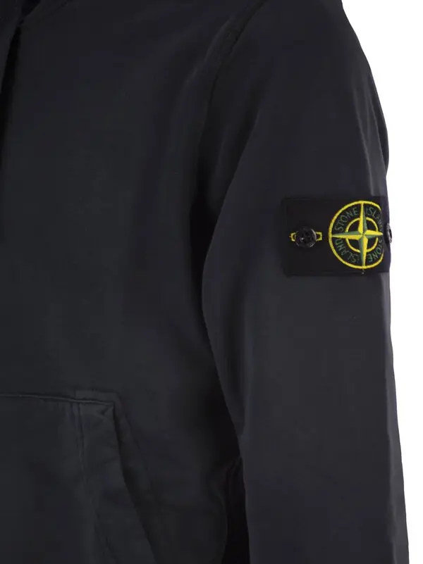 Stone Island Hooded Sweatshirt With Kangaroo Pocket - Blue