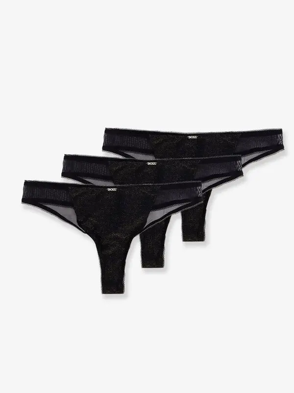 BOSS Lurex Thong Tripack With Lace Trim