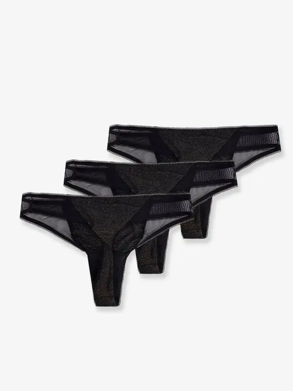 BOSS Lurex Thong Tripack With Lace Trim