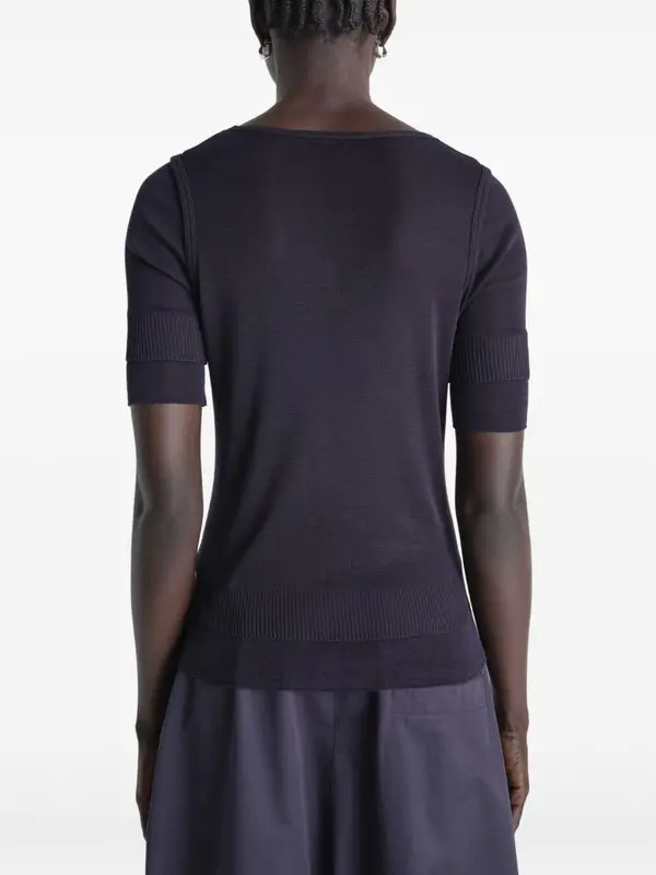 LEMAIRE Short Sleeve Ribbed Knit Top - Multicolor