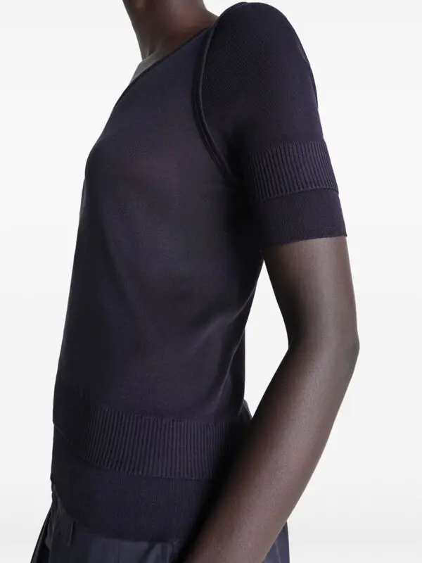 LEMAIRE Short Sleeve Ribbed Knit Top - Multicolor