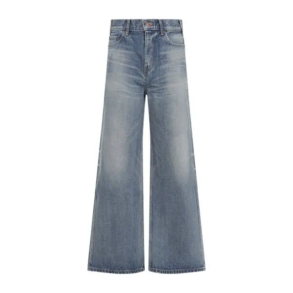Celine Jolene Flared Jeans In Washed Cotton - Blue