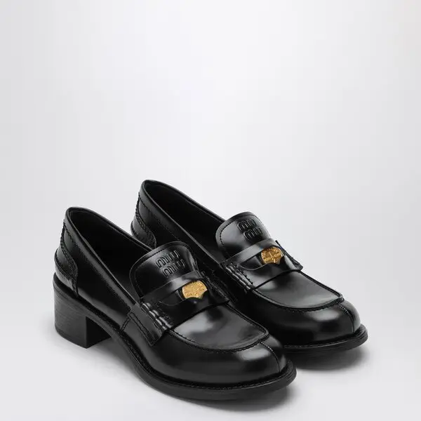Miu Miu Brushed Leather Penny Loafers - Black