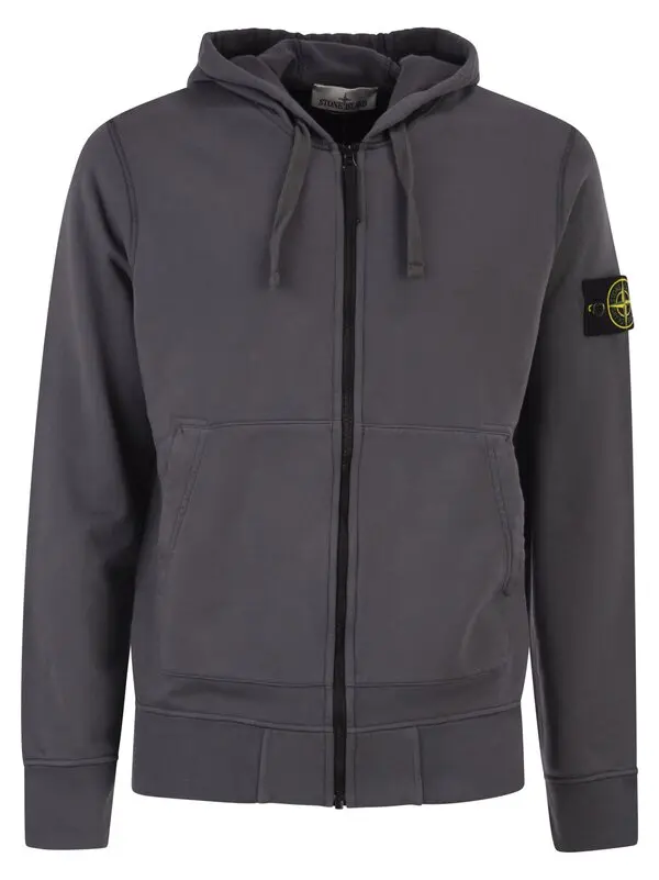 Stone Island Garment Dyed Cotton Zip-up Hoodie - Multicolor